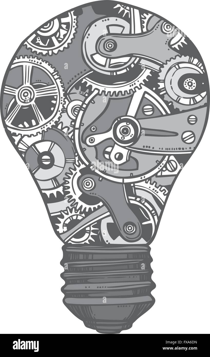 Concept mechanism light bulb gears Stock Vector Images - Alamy