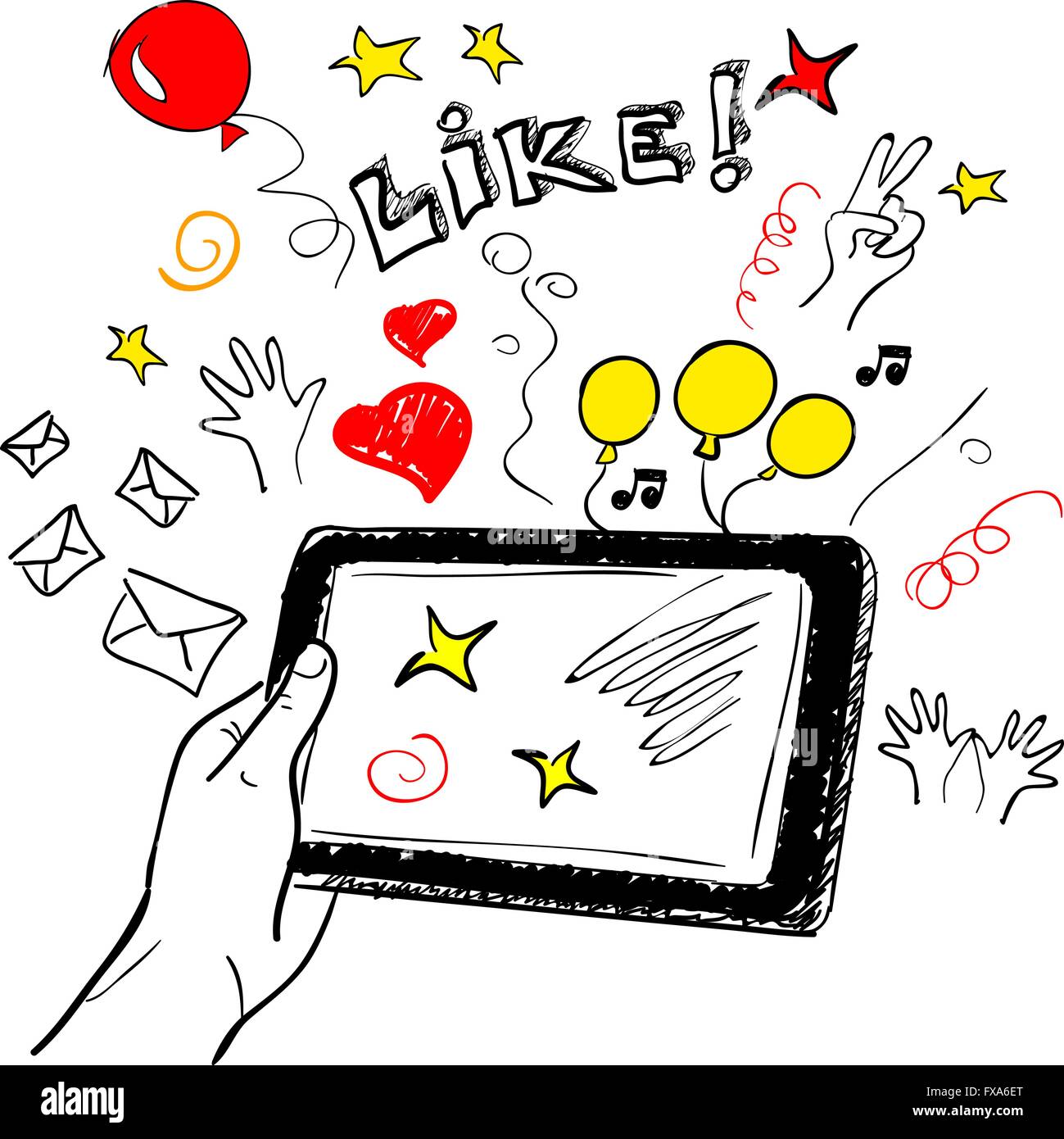 Hand touchscreen sketch social Stock Vector Image & Art - Alamy