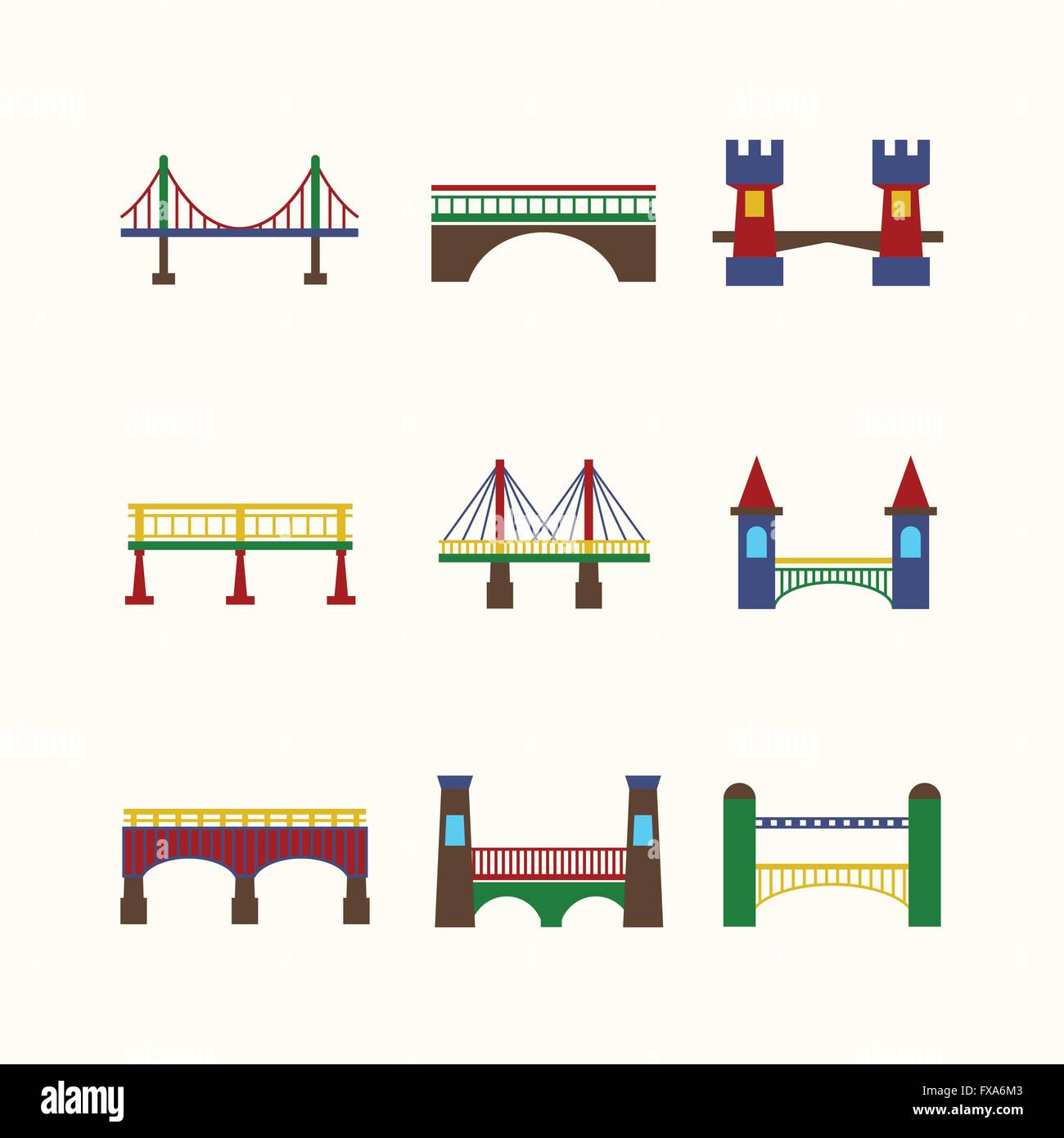 Bridge Icons Set Stock Vector Image & Art - Alamy