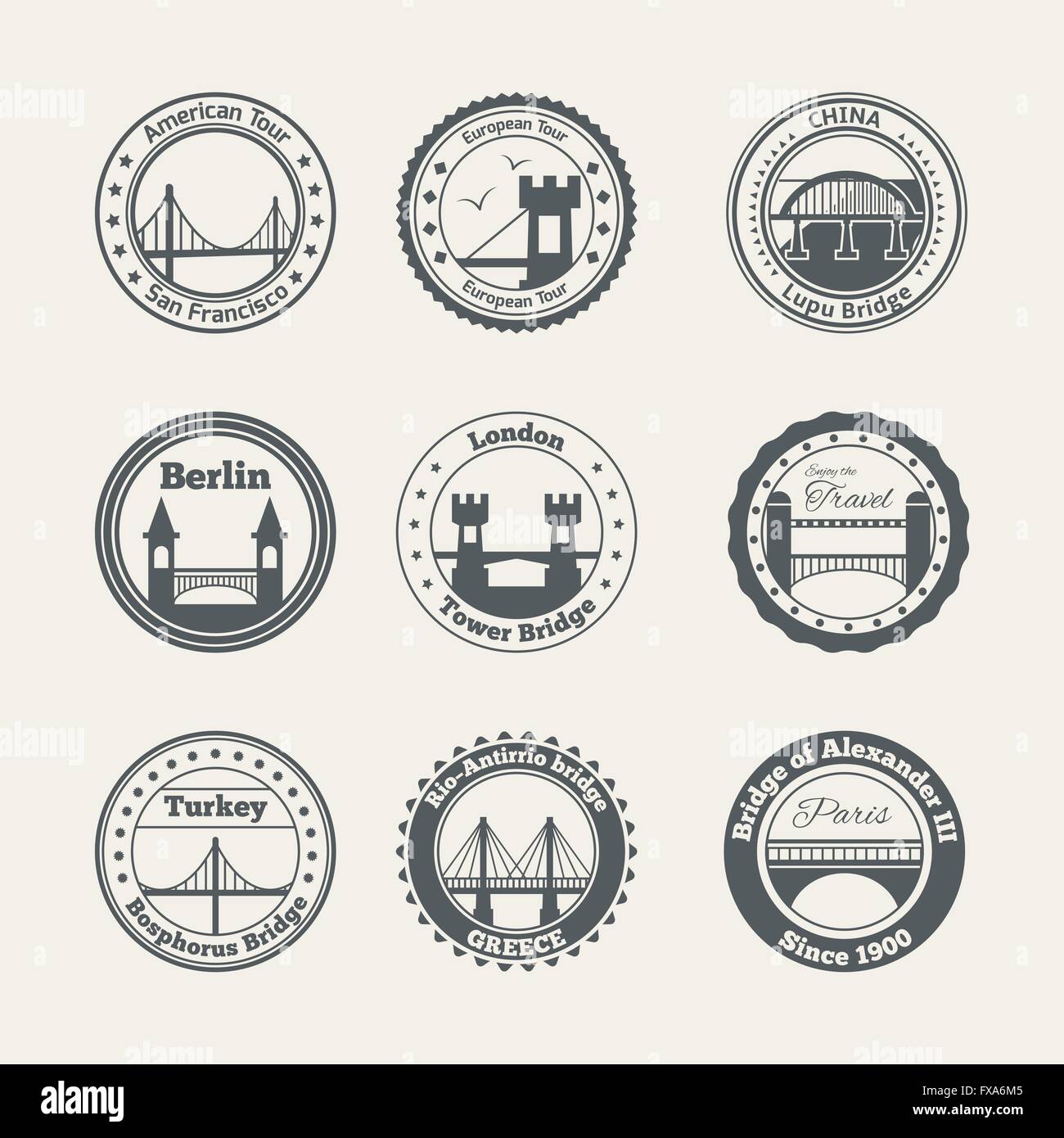 Bridge label set Stock Vector Image & Art - Alamy