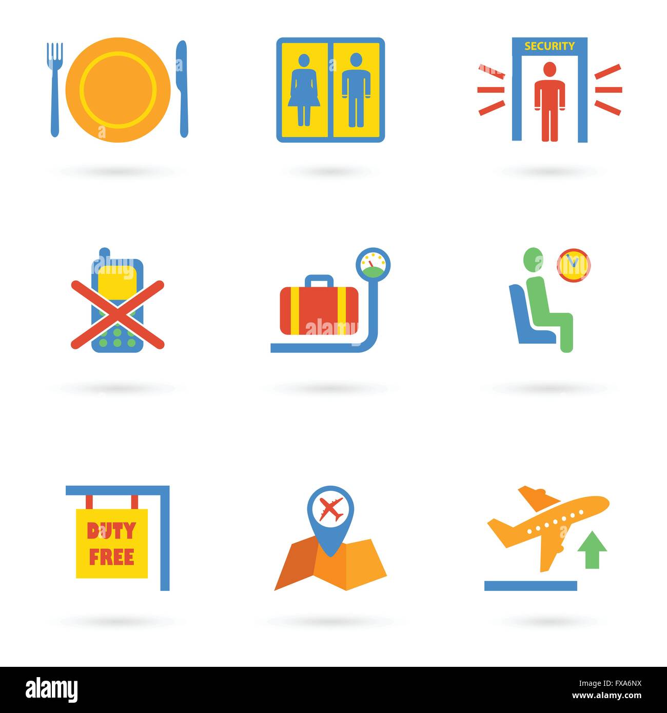 Airport Icons Flat Stock Vector Image & Art - Alamy