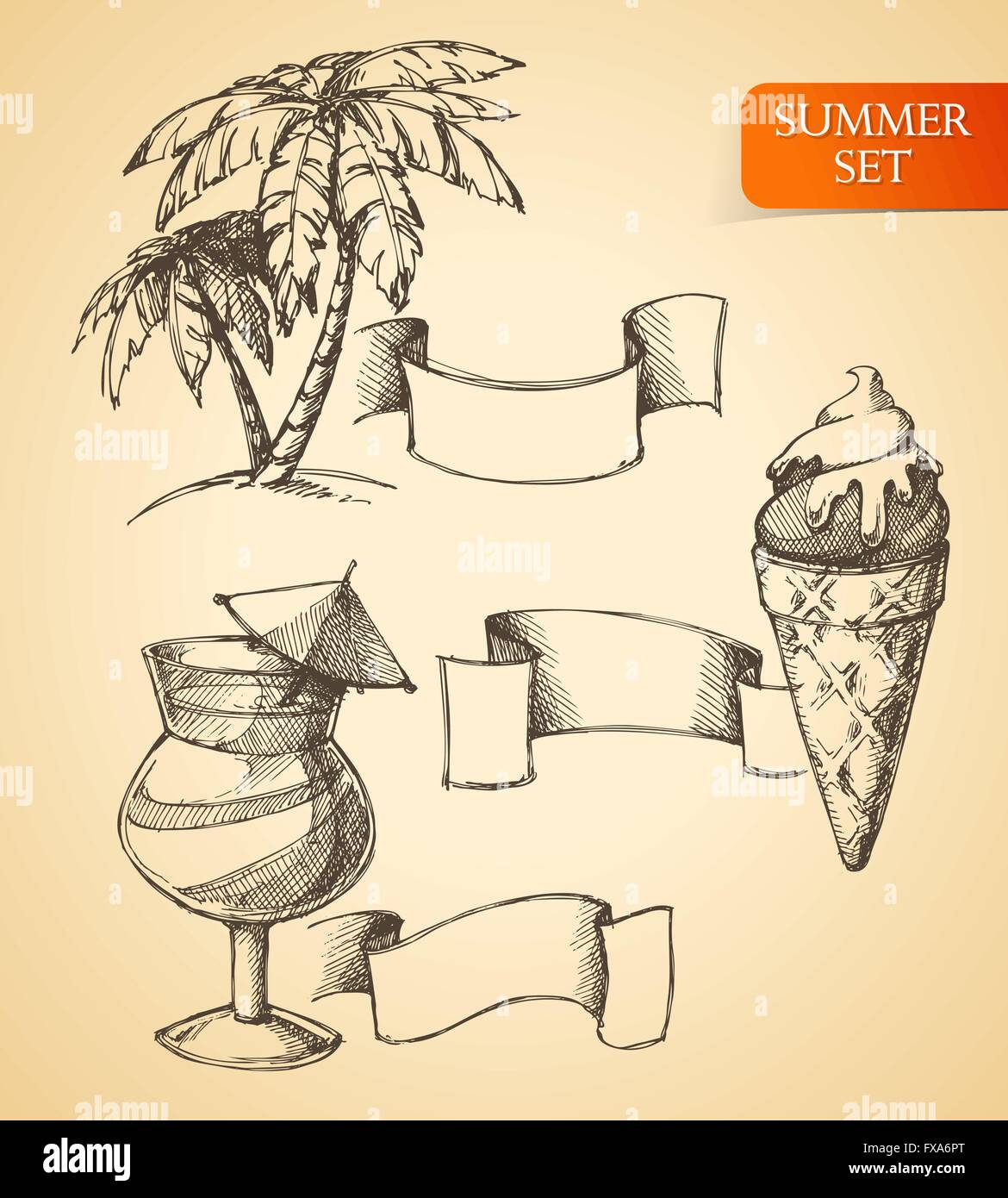 Summer sketch set Stock Vector Image & Art - Alamy