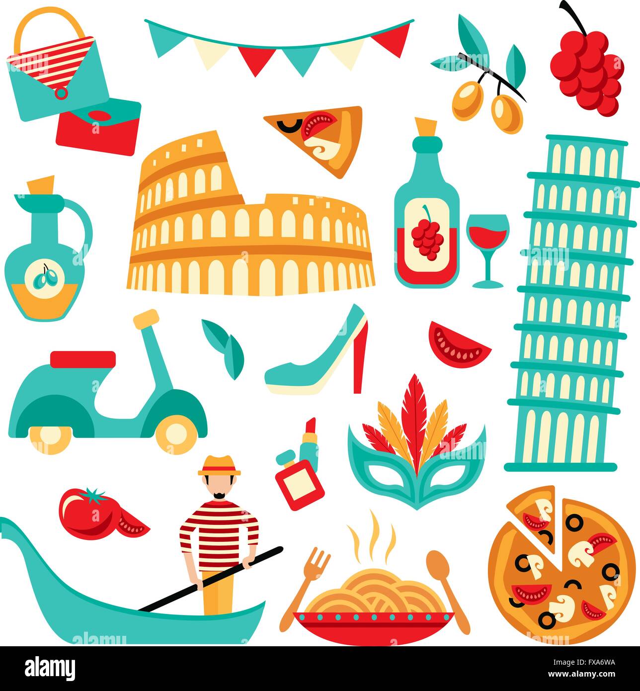 Italy decorative set Stock Vector Image & Art - Alamy