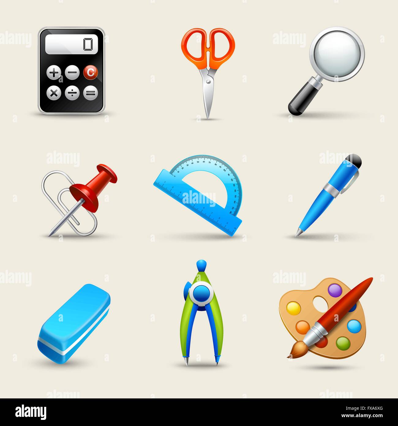Realistic School Icons Set Stock Vector Image & Art - Alamy