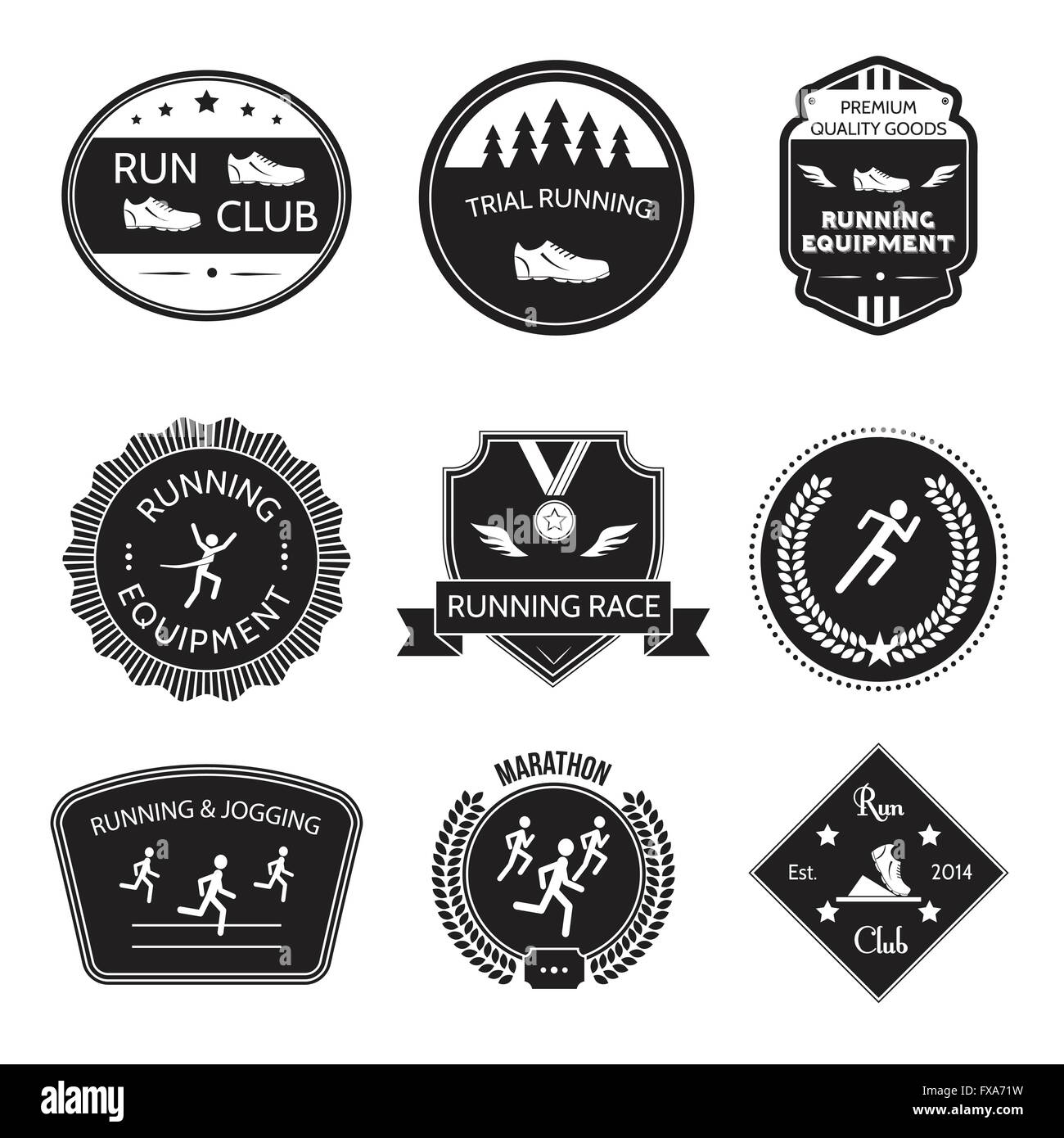 Running icons label Stock Vector Image & Art - Alamy