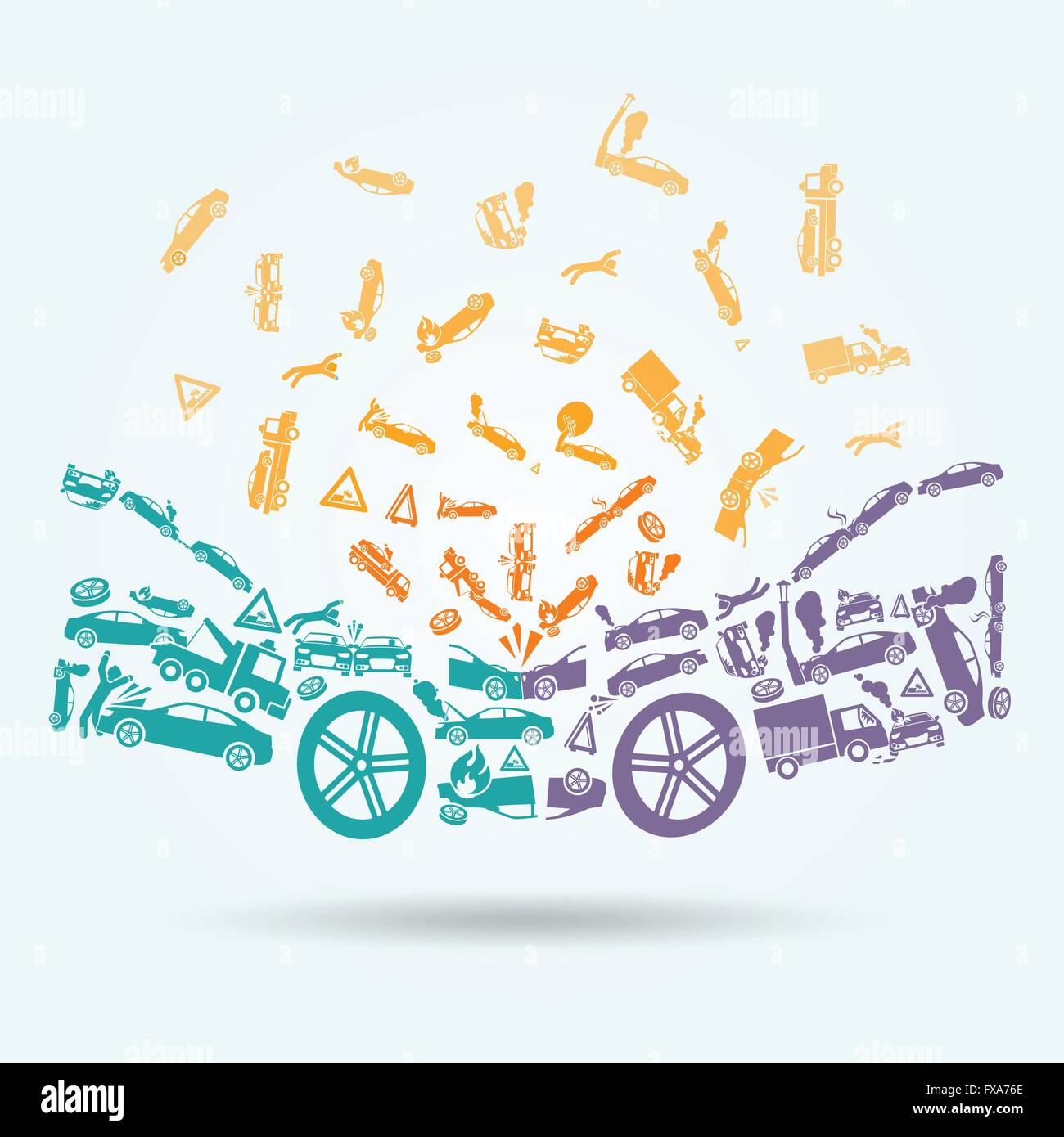 Car crash icons concept Stock Vector Image & Art - Alamy
