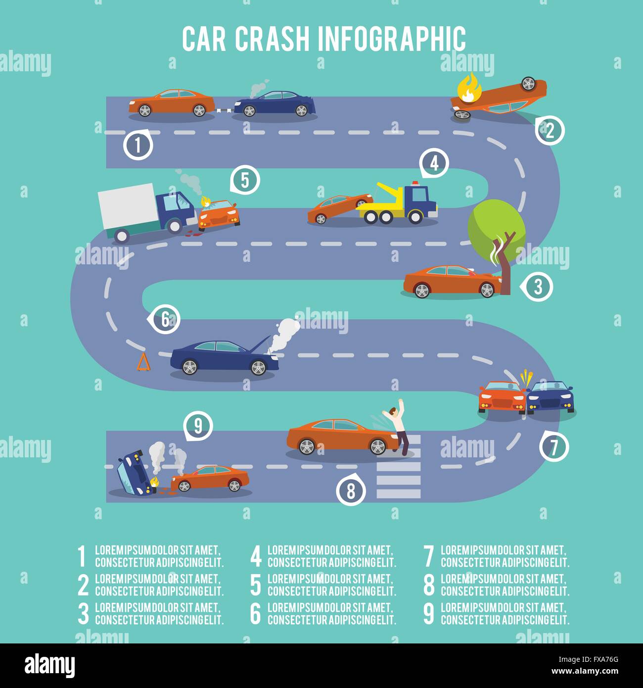 Car crash infographics Stock Vector Image & Art - Alamy
