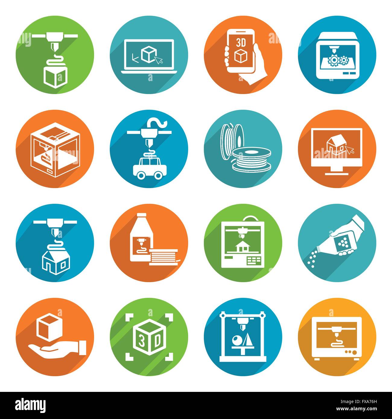 Printer 3d Icons Stock Vector Image & Art - Alamy