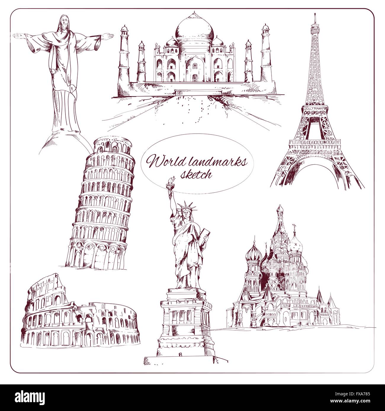 World landmark sketch Stock Vector Image & Art - Alamy