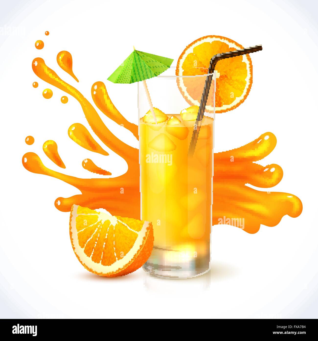 Slice orange on ice Stock Vector Images - Alamy