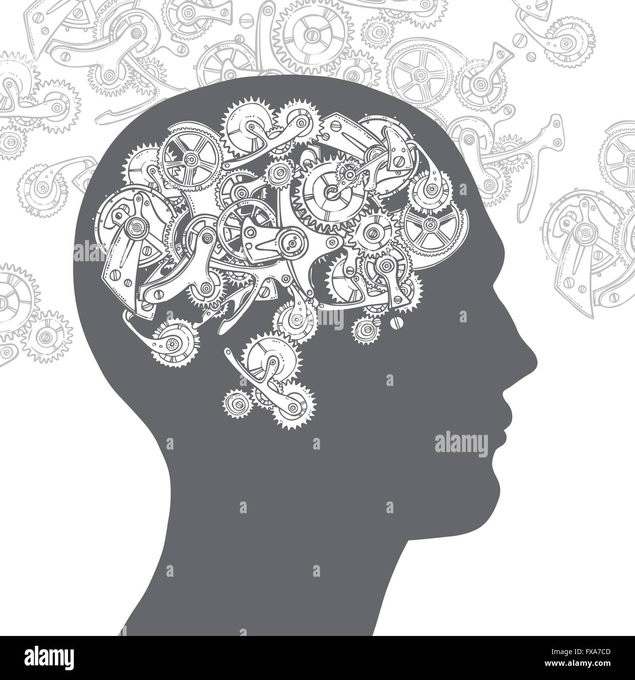 Gear head thinking man Stock Vector Image & Art - Alamy