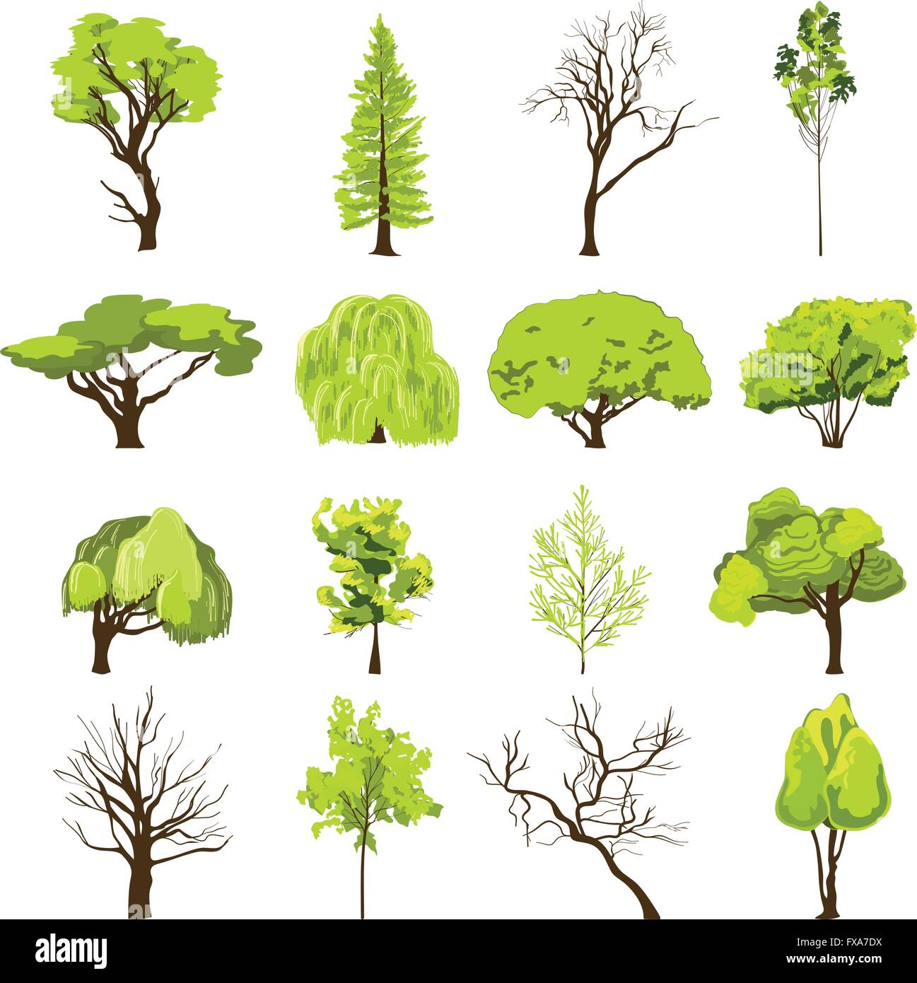Sketch tree icons set Stock Vector Image & Art - Alamy