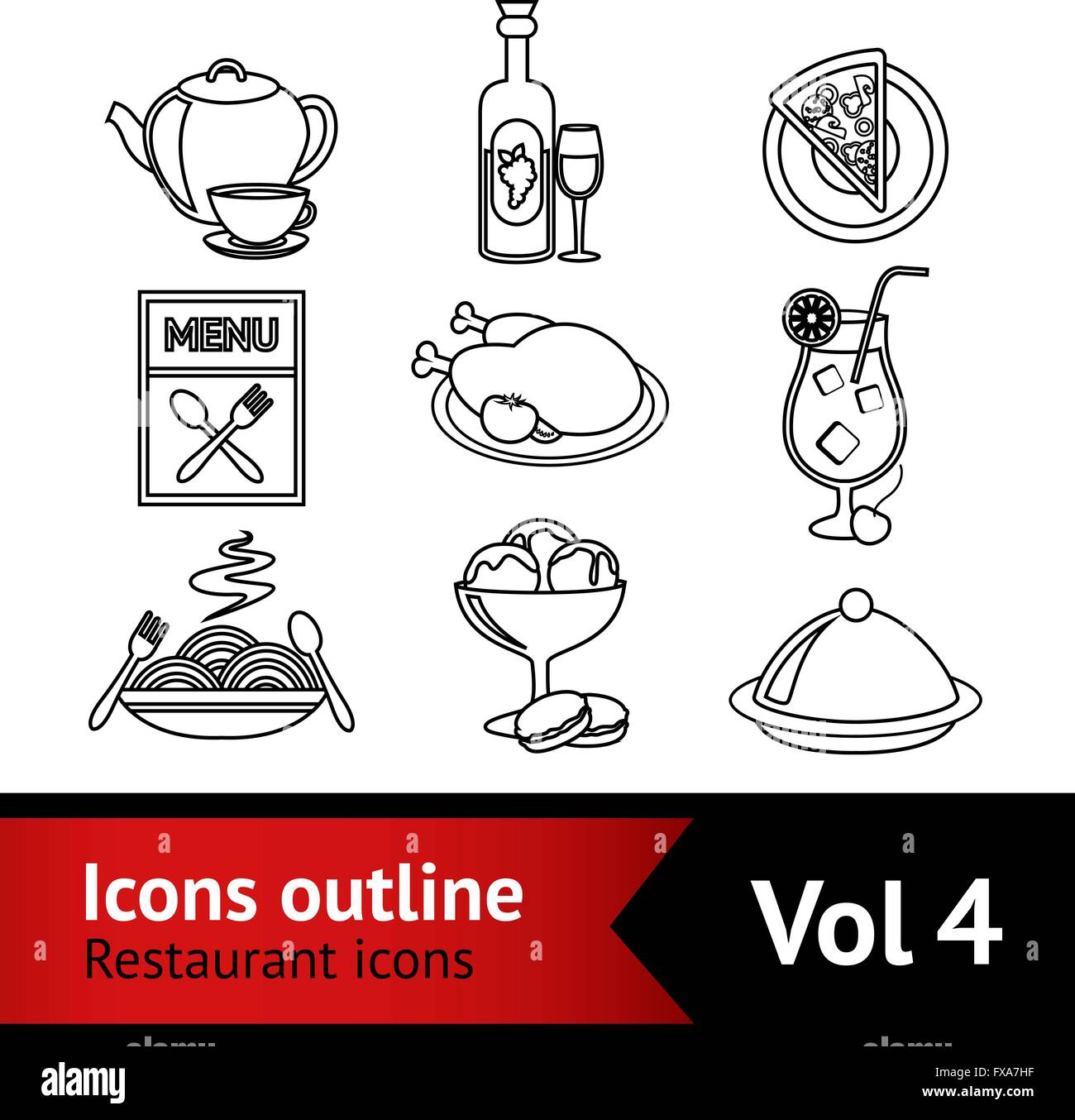 Restaurant Food Icons Outline Stock Vector Image & Art - Alamy