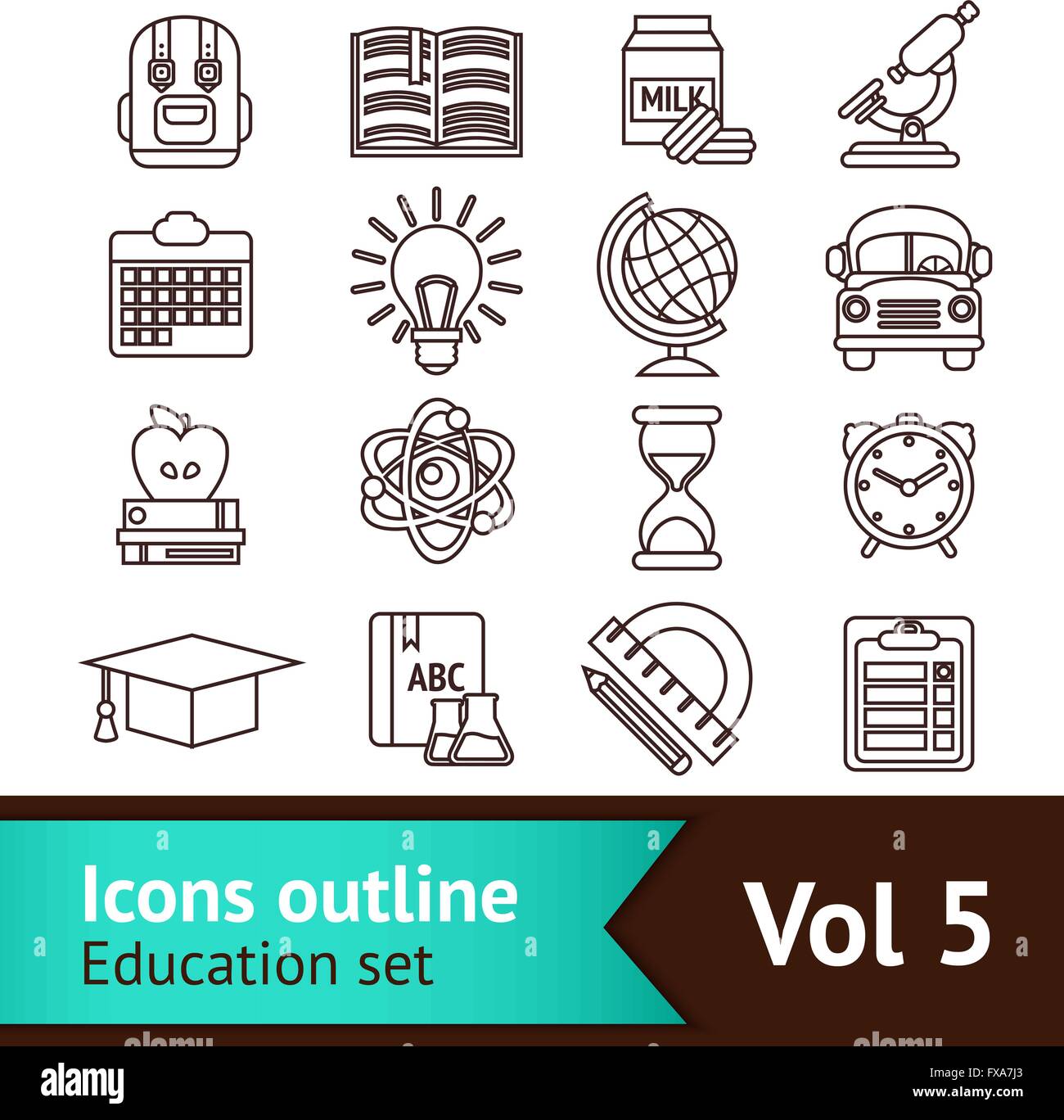 Education Icons Outline Stock Vector Image & Art - Alamy