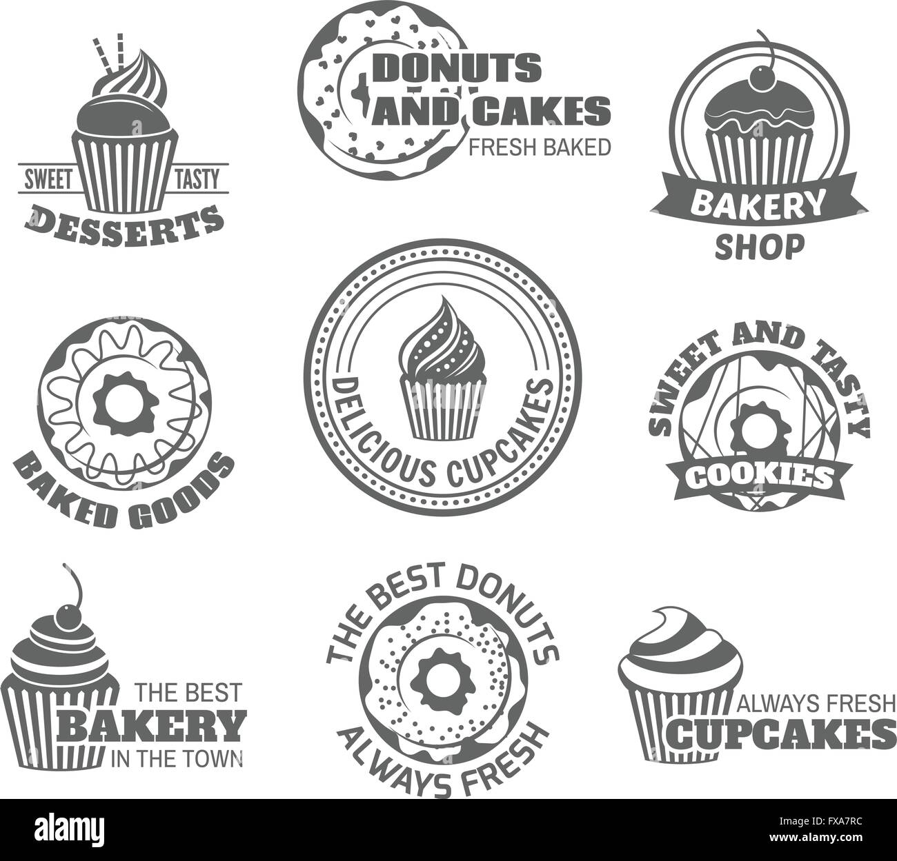 Donut cupcake label Stock Vector Image & Art - Alamy
