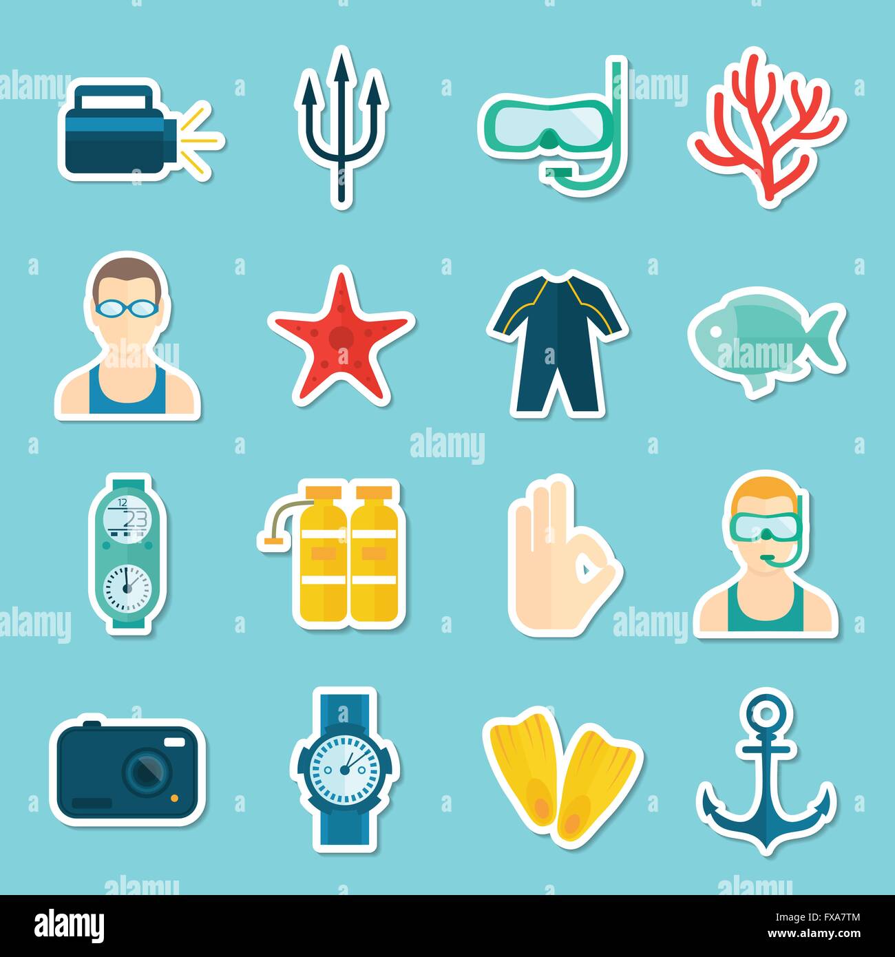 Diving Icons Set Stock Vector Image & Art - Alamy