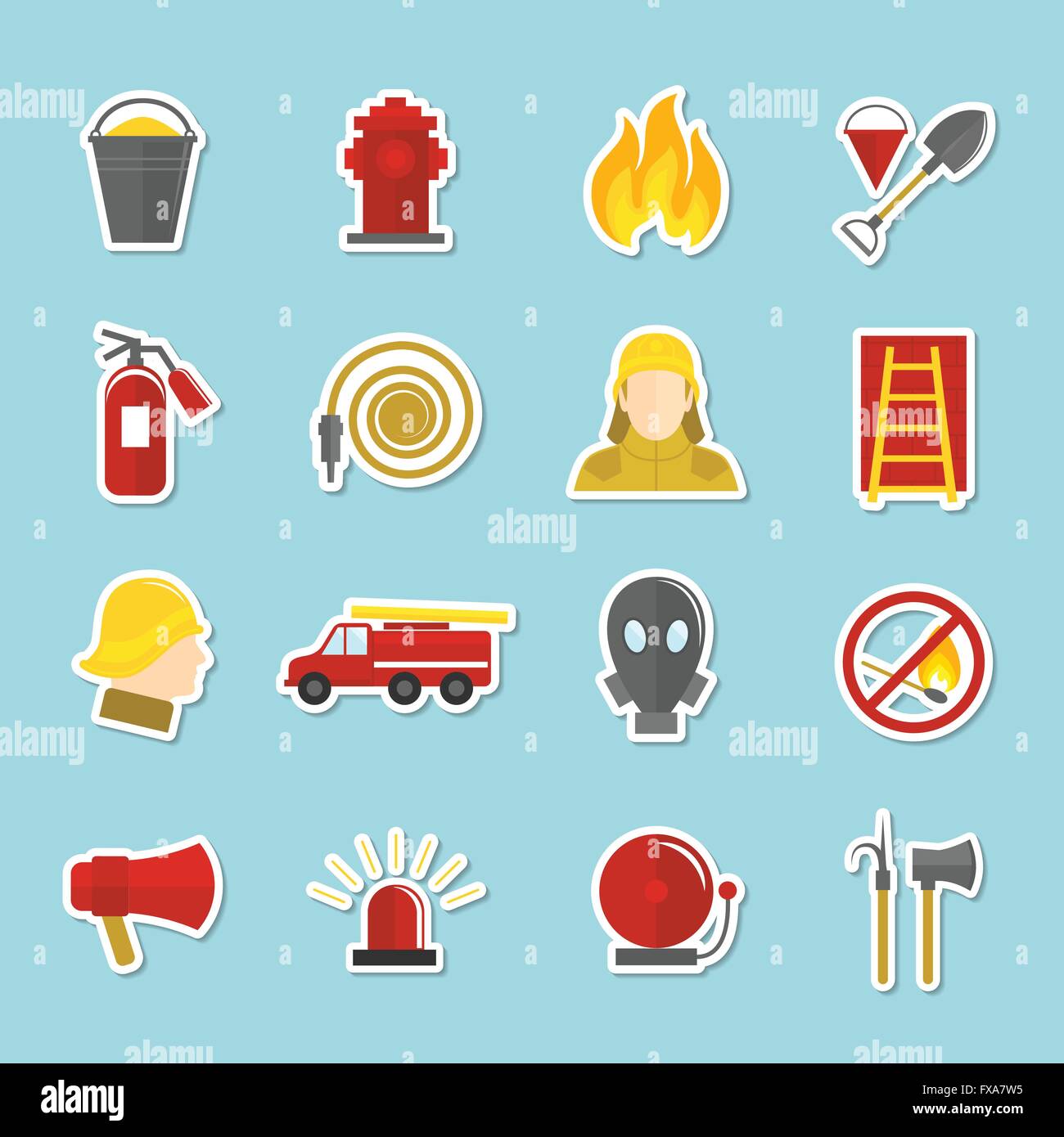 Firefighting icons stickers Stock Vector Image & Art - Alamy