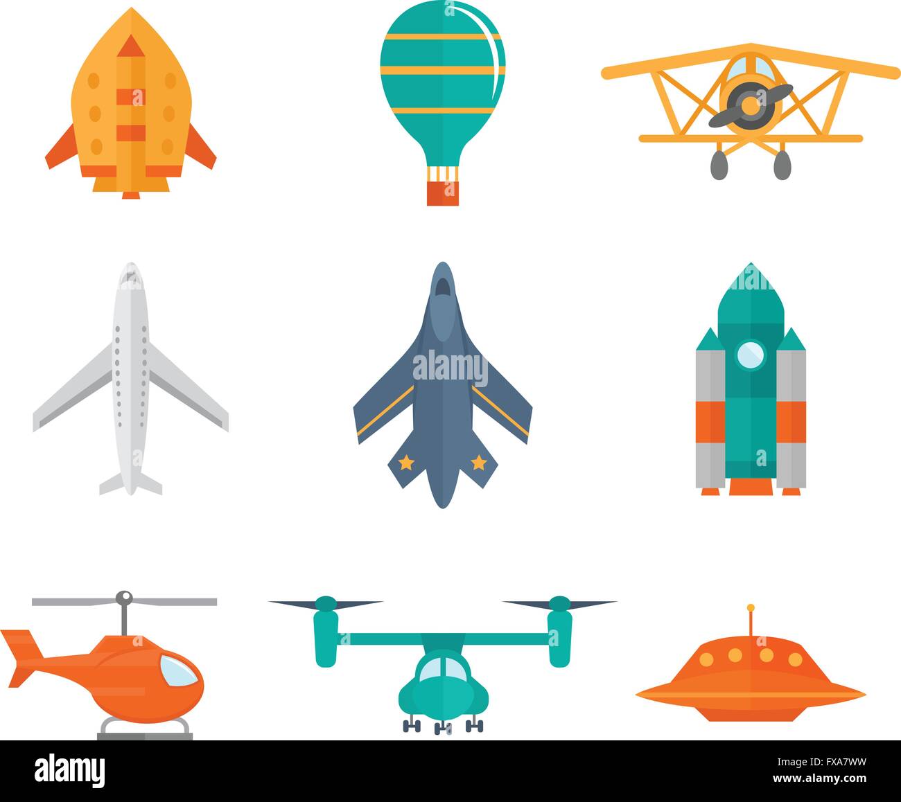 Aircraft Icons Flat Stock Vector Image & Art - Alamy