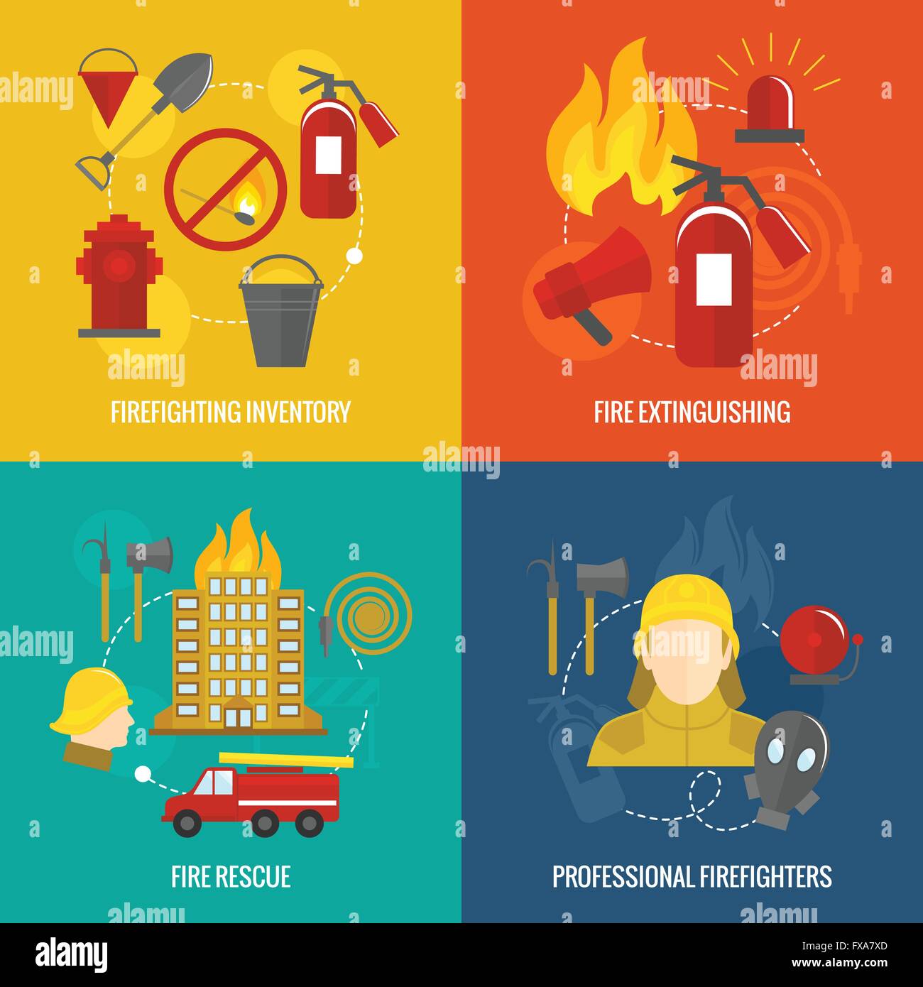 Firefighting icons composition Stock Vector Image & Art - Alamy