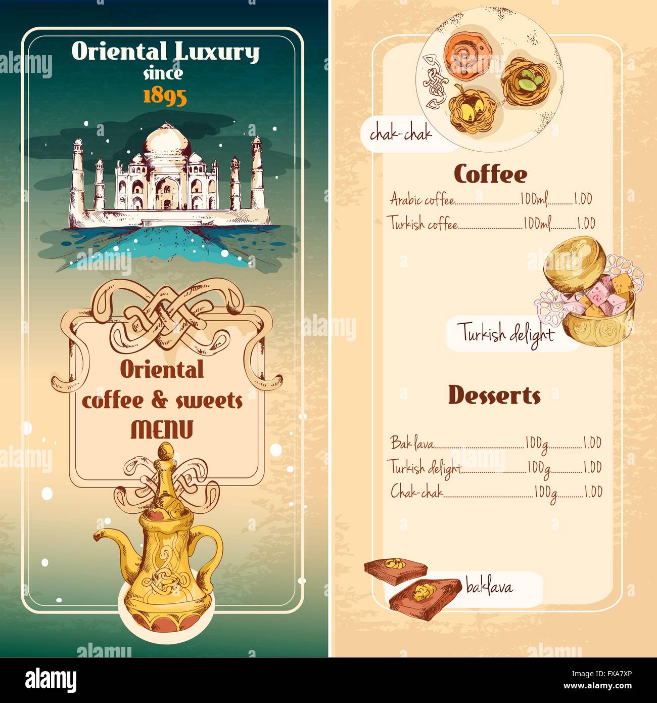 Oriental sweets menu Stock Vector Image & Art - Alamy