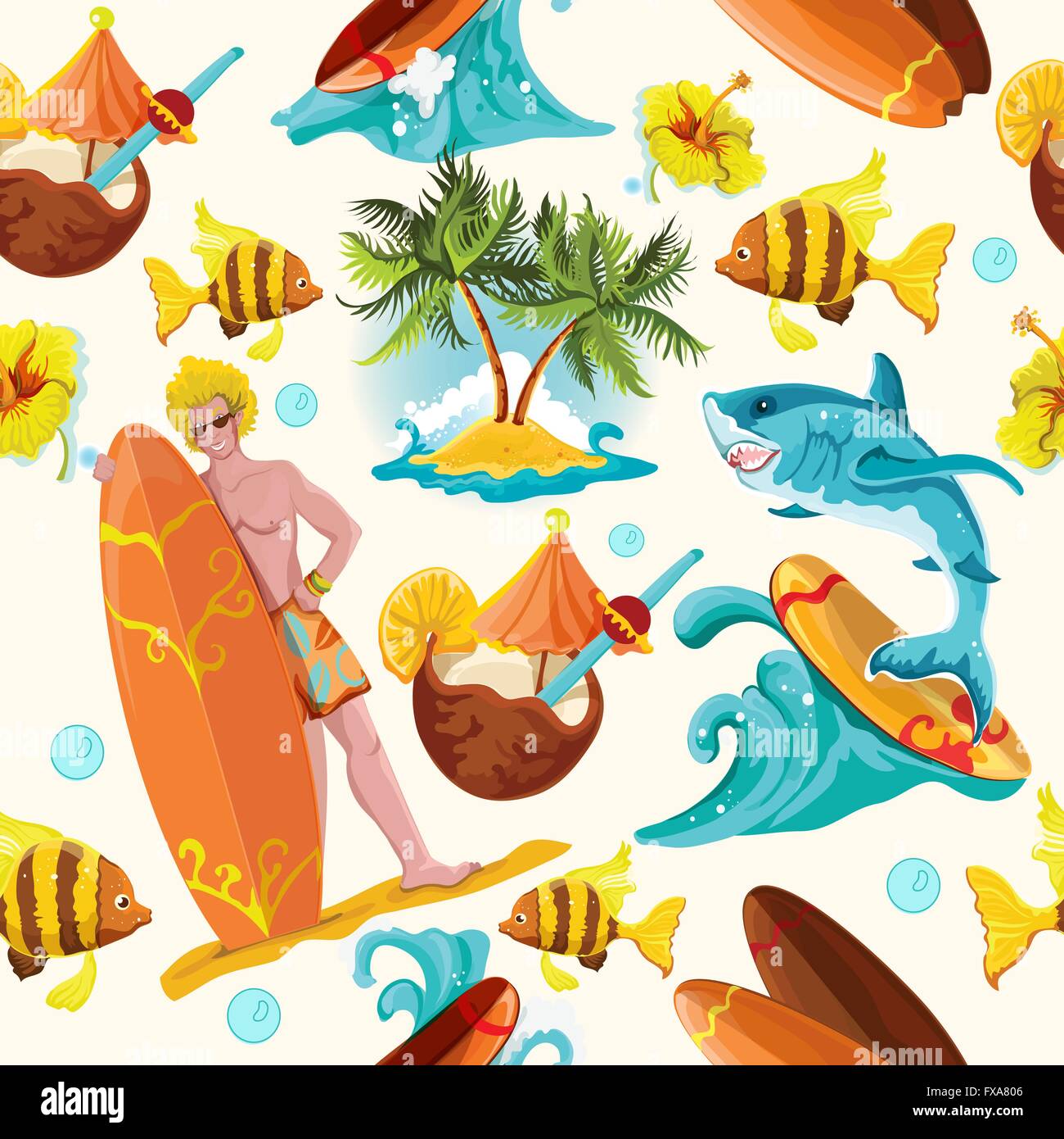 Surfing seamless background Stock Vector Image & Art - Alamy