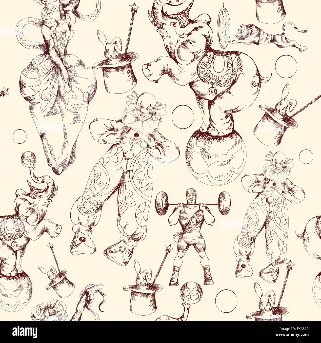 Circus doodle sketch seamless pattern Stock Vector Image & Art - Alamy