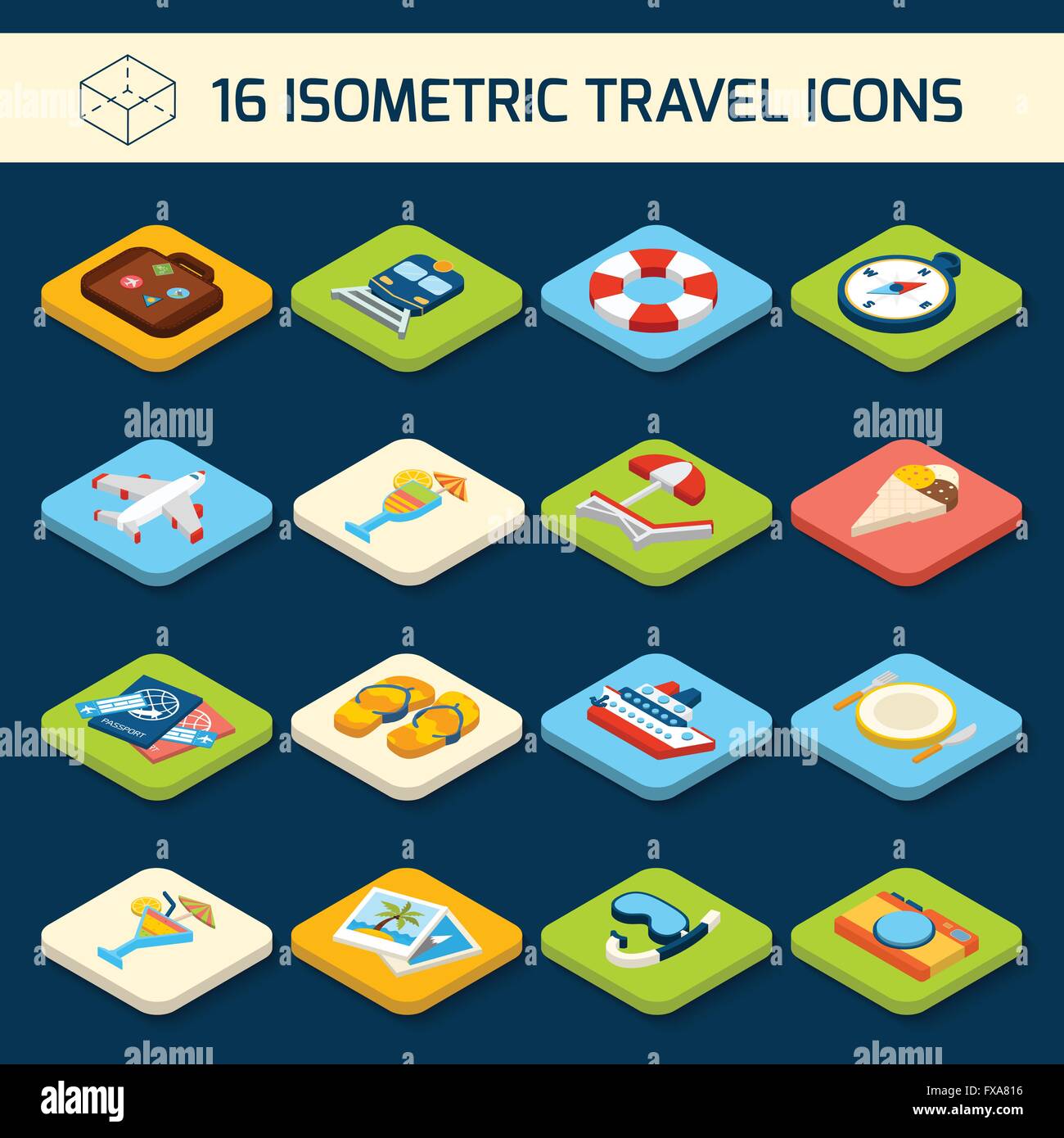 3d beach elements set Stock Vector Images - Alamy