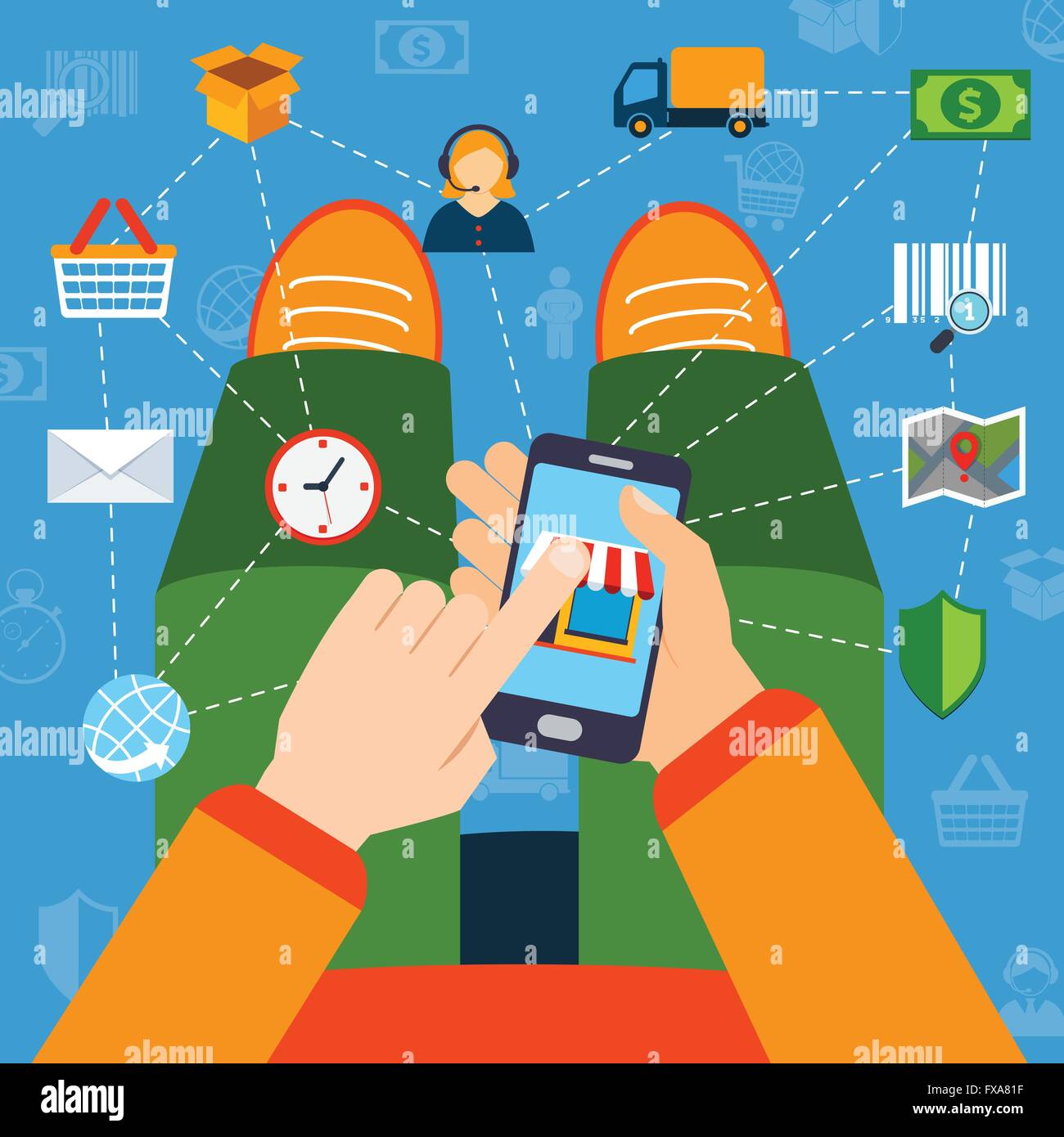 Shopping online mobile business Stock Vector Images - Alamy