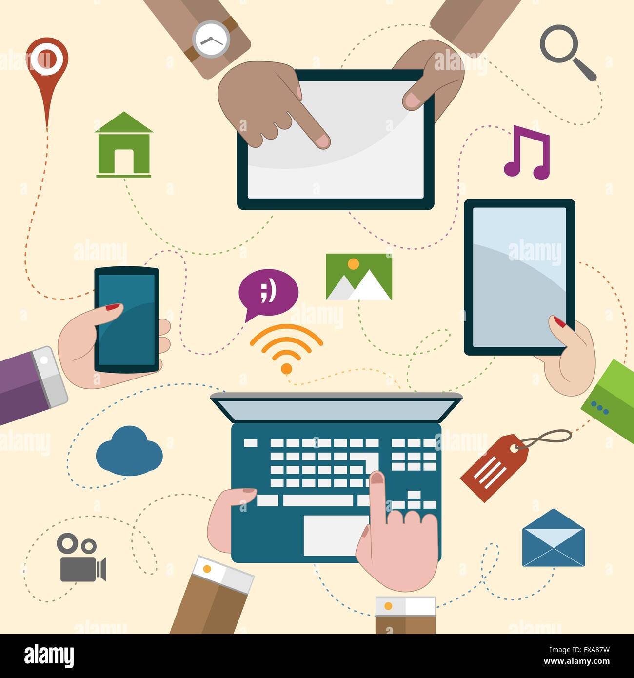 Holding phone Stock Vector Images - Alamy