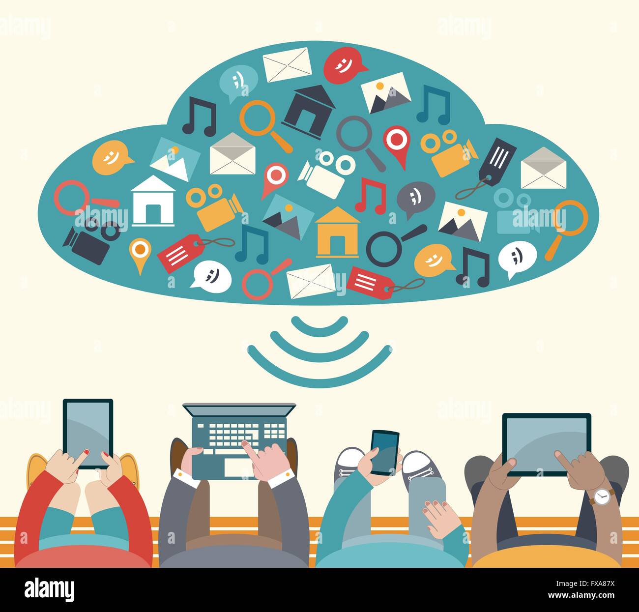 Using mobile devices Stock Vector Image & Art - Alamy