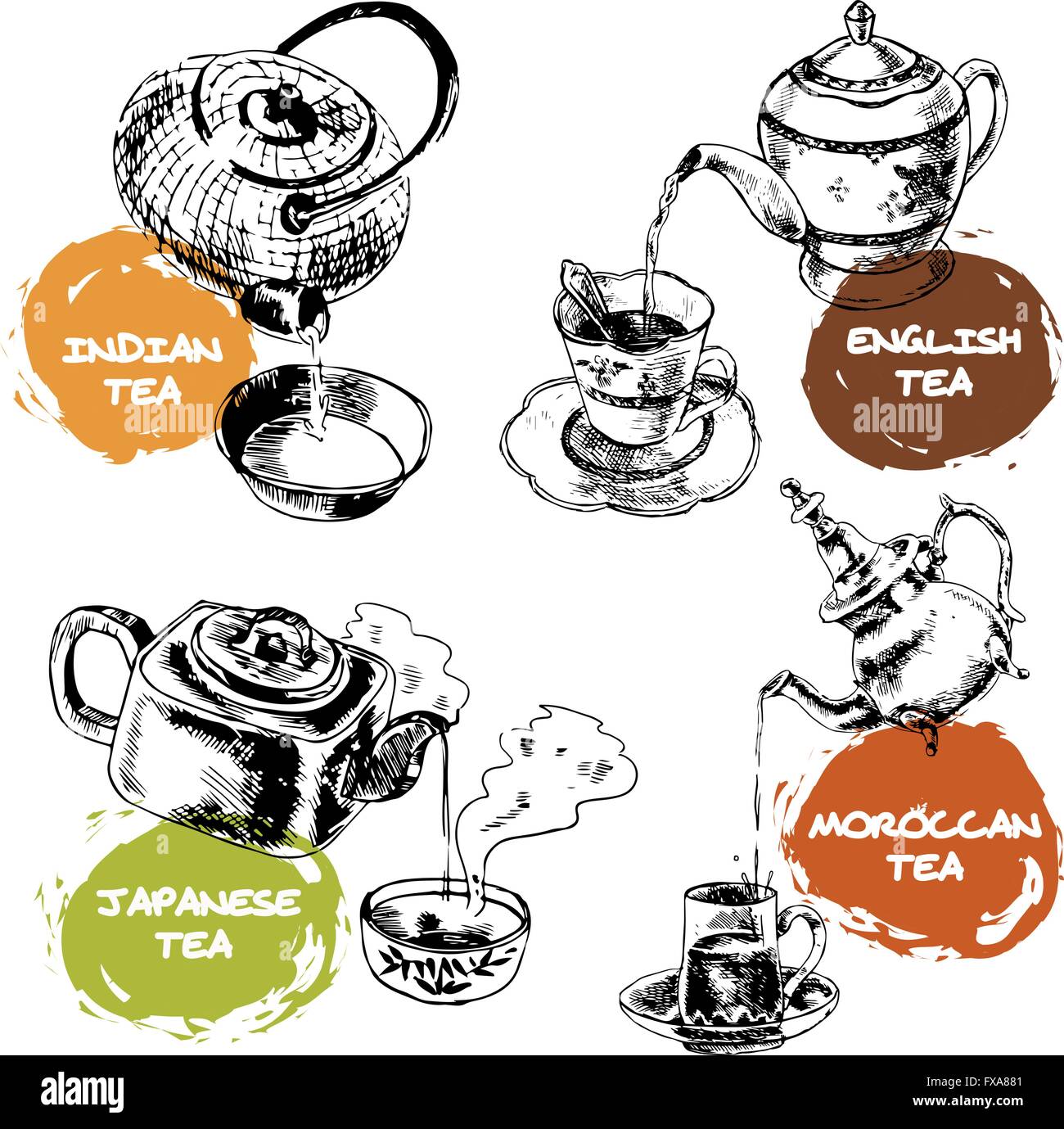 Japanese teapot cups on Stock Vector Images - Alamy