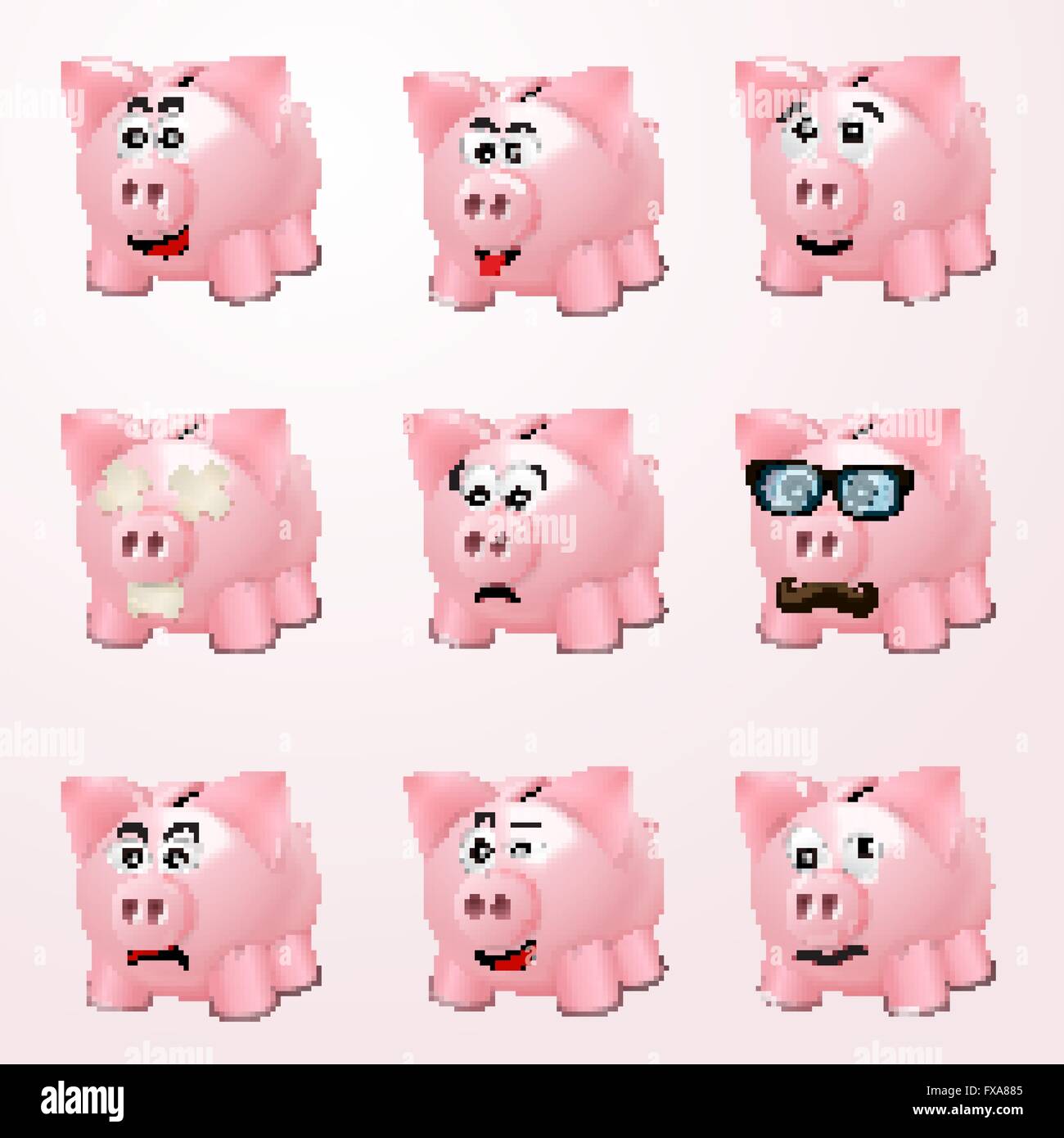 Piggy bank emotions Stock Vector Image & Art - Alamy