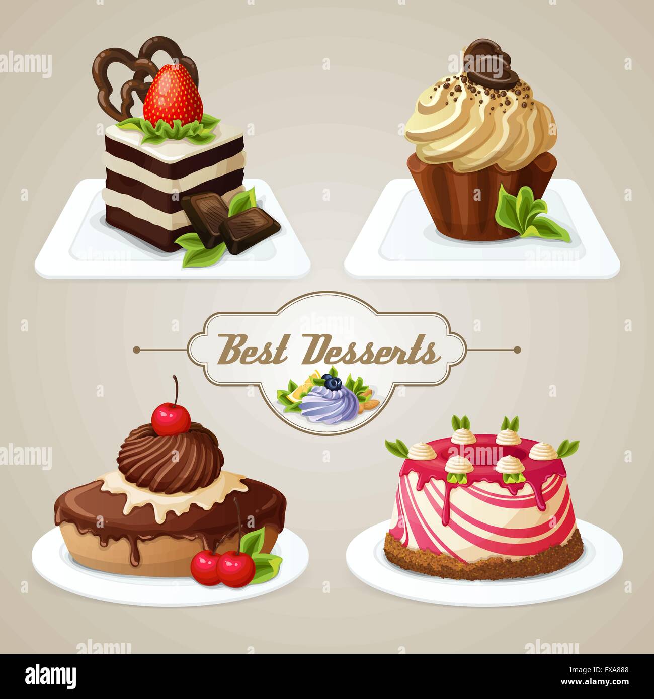 Sweets cakes dessert set Stock Vector Image & Art - Alamy