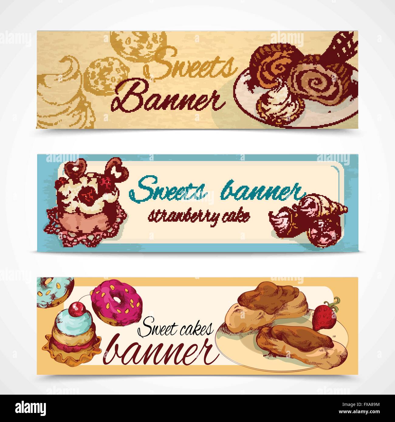 Sweets colored banners Stock Vector Image & Art - Alamy