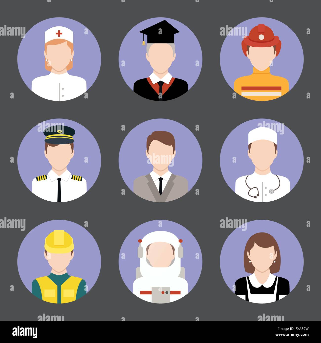 Professions avatar flat icons set Stock Vector Image & Art - Alamy