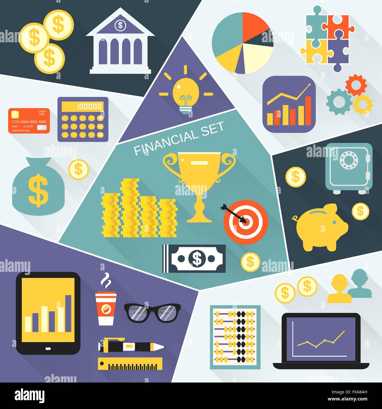 Financial icons flat set Stock Vector Image & Art - Alamy