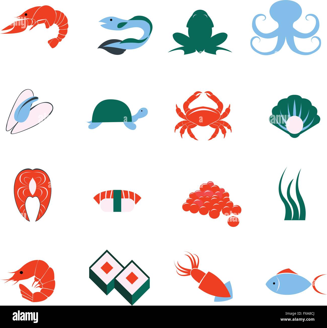 Seafood icons set Stock Vector Image & Art - Alamy