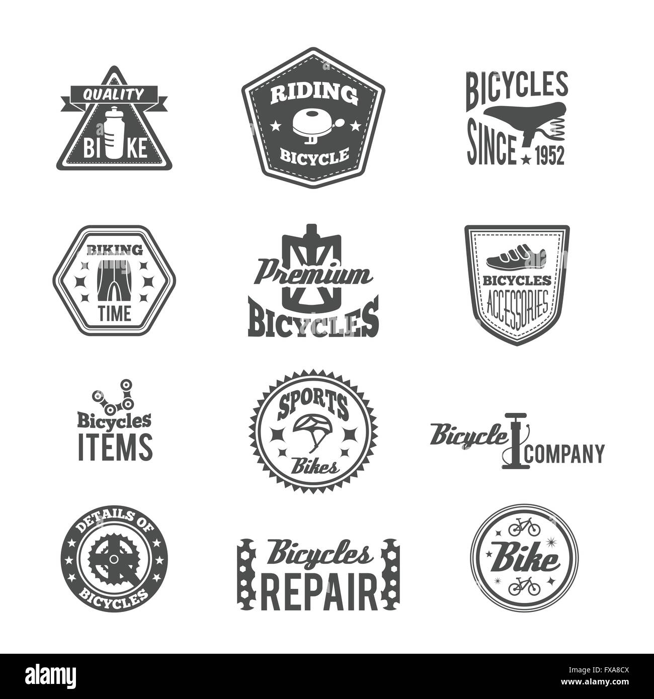 Set of bike monochrome label Stock Vector Image & Art - Alamy