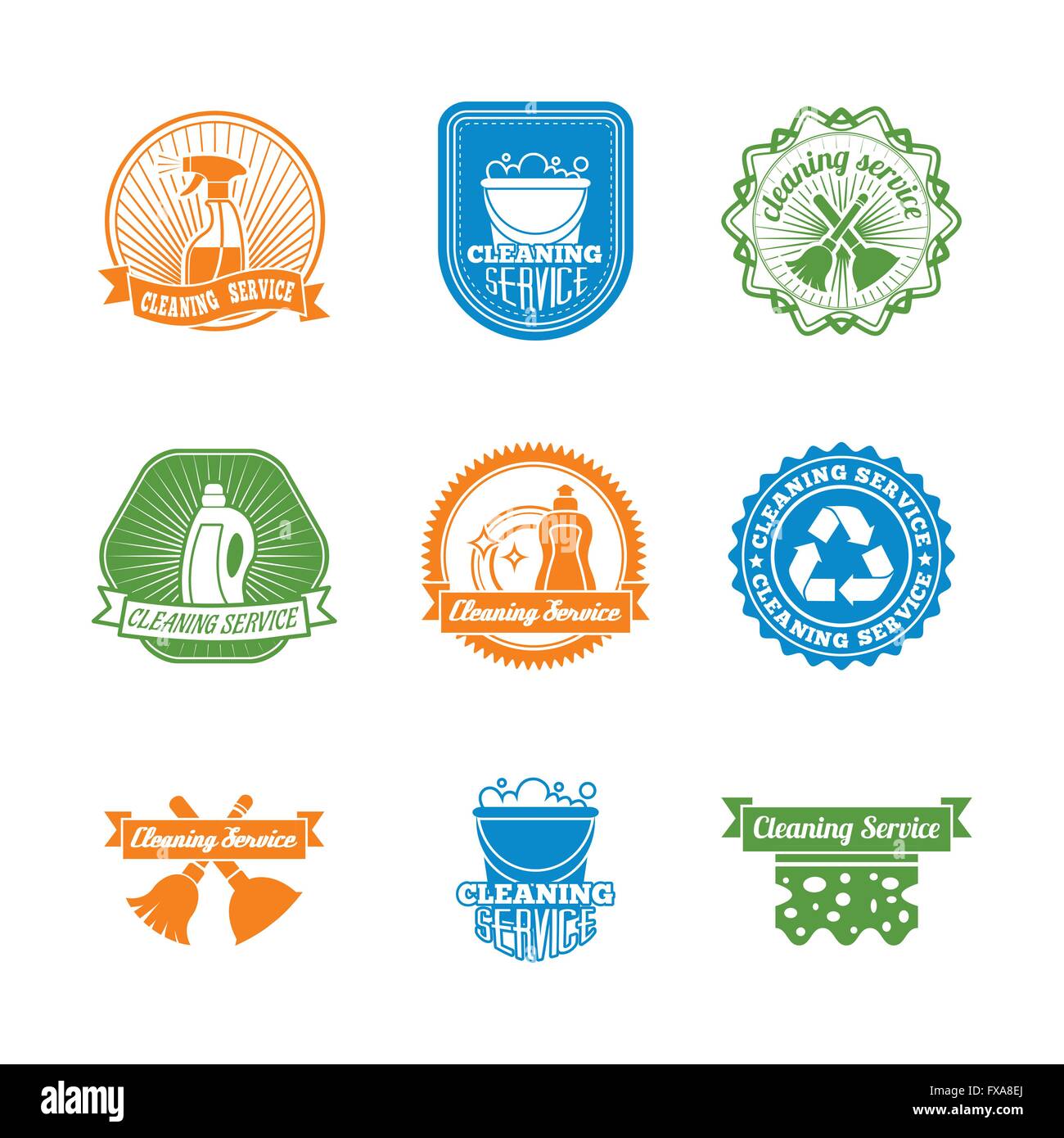 Set of cleaning color label Stock Vector Image & Art - Alamy