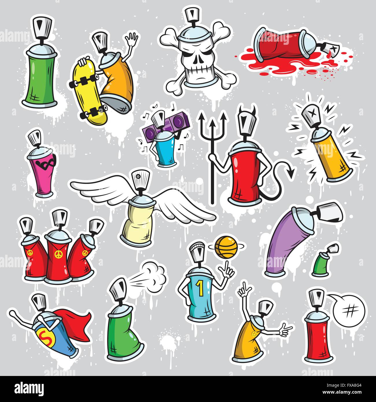 Graffiti characters icons set Stock Vector Image & Art - Alamy