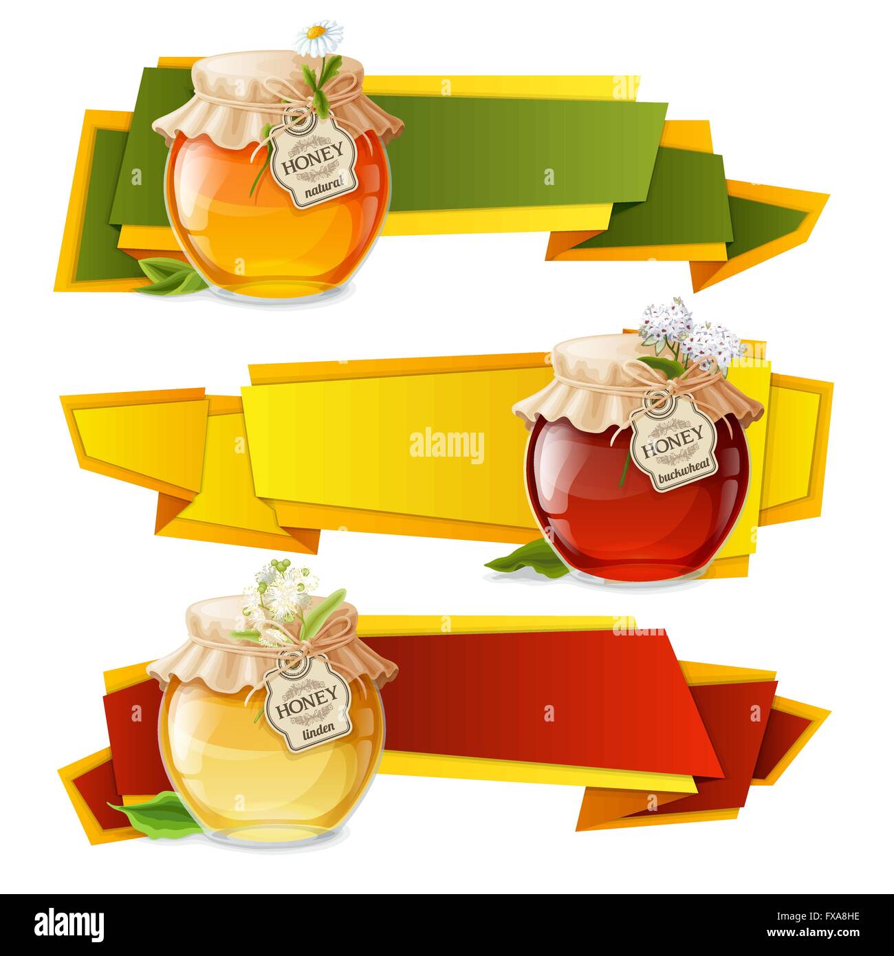 Honey origami banners Stock Vector Image & Art - Alamy