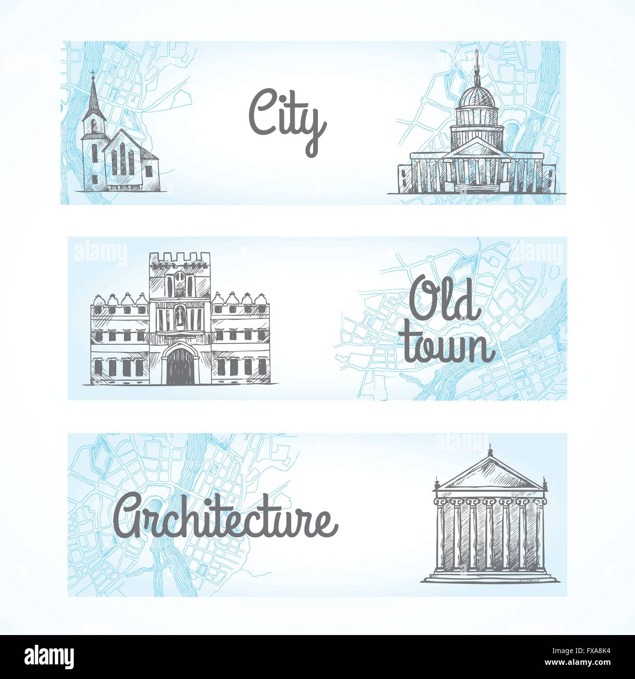 Set of banners with buildings Stock Vector Image & Art - Alamy