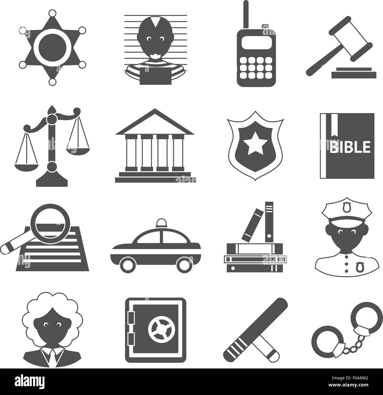 Law icons white and black Stock Vector Image & Art - Alamy