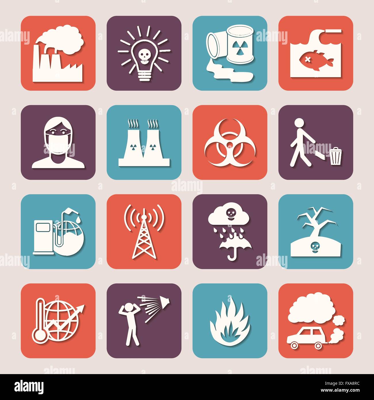 Pollution Icons Set Stock Vector Image & Art - Alamy