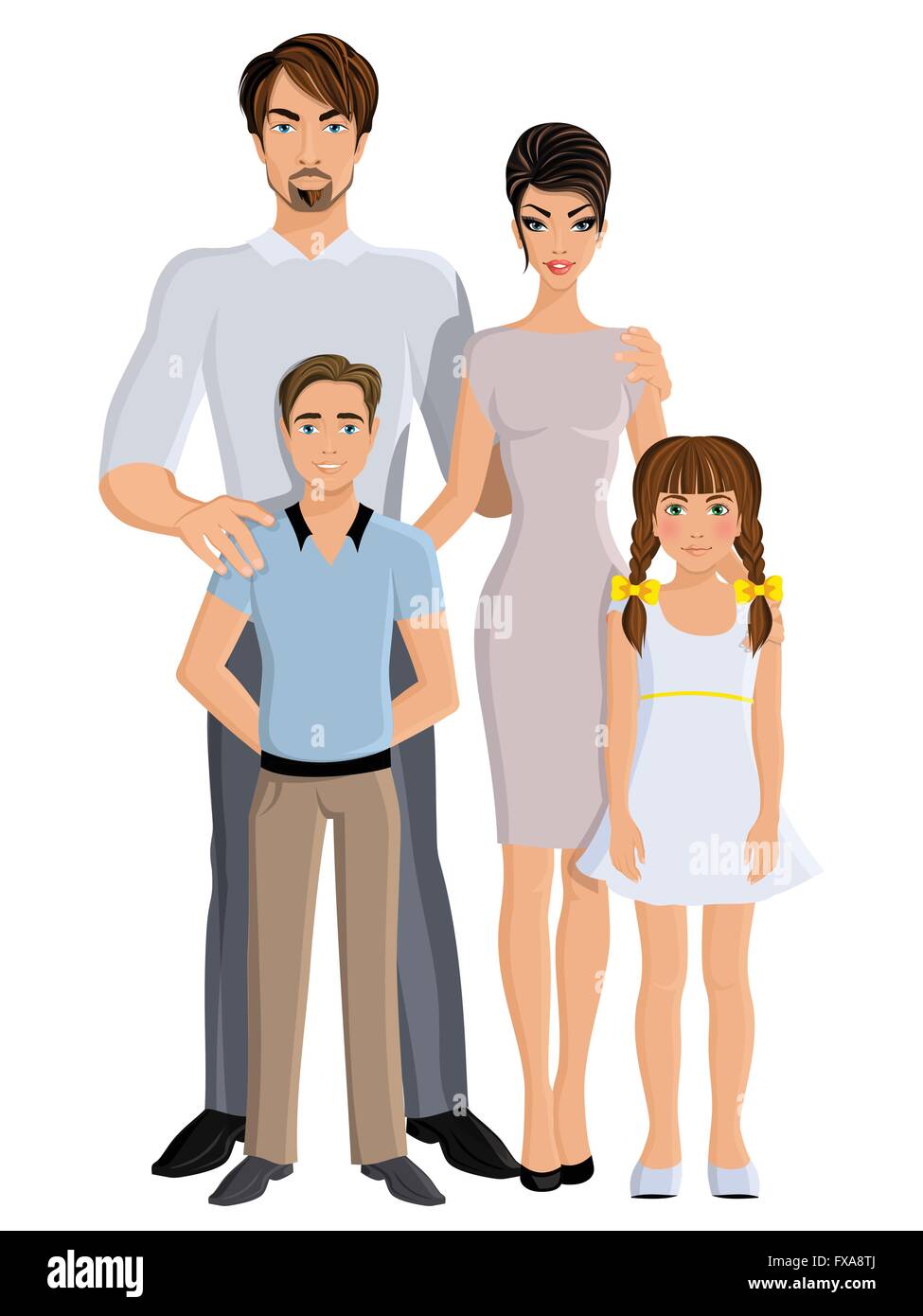 Happy family full length Stock Vector Image & Art - Alamy