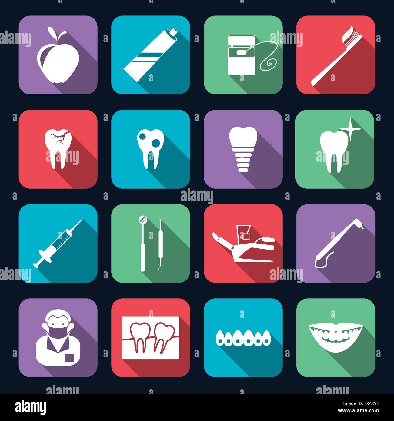 Dental Icons Flat Stock Vector Image & Art - Alamy