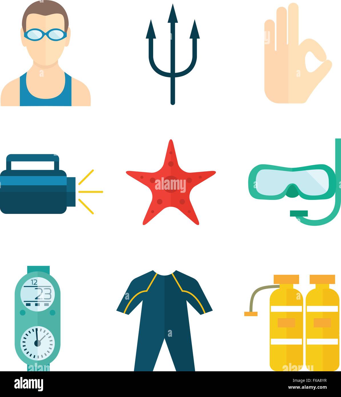 Diving icons flat Stock Vector Image & Art - Alamy