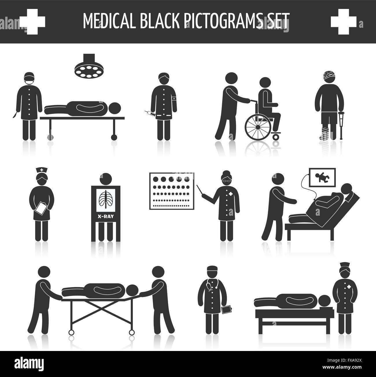 Medical black pictograms set Stock Vector Image & Art - Alamy