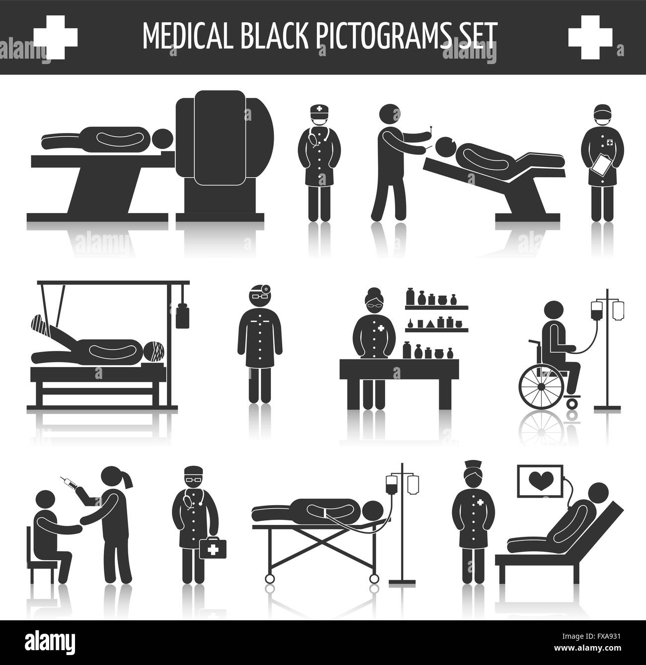 Medical black pictograms set Stock Vector Image & Art - Alamy