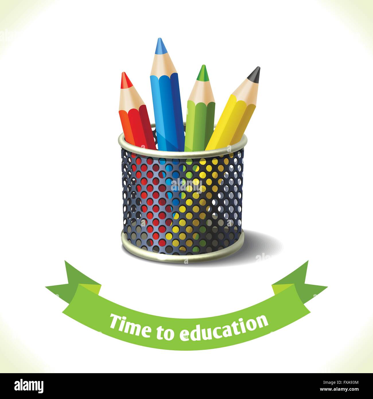 Pencils in cup supplies Stock Vector Images - Alamy